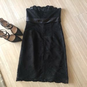 White House Black Market | Dresses | Whbm Lace Overlay Strapless Formal Black Dress | Poshmark